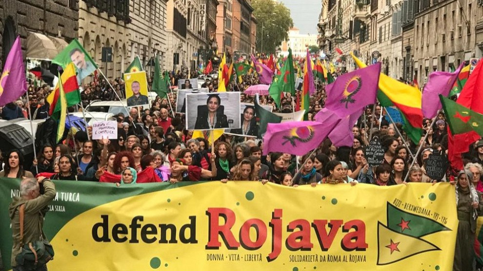 ANF | Thousands take to the streets in Rome in solidarity with Rojava