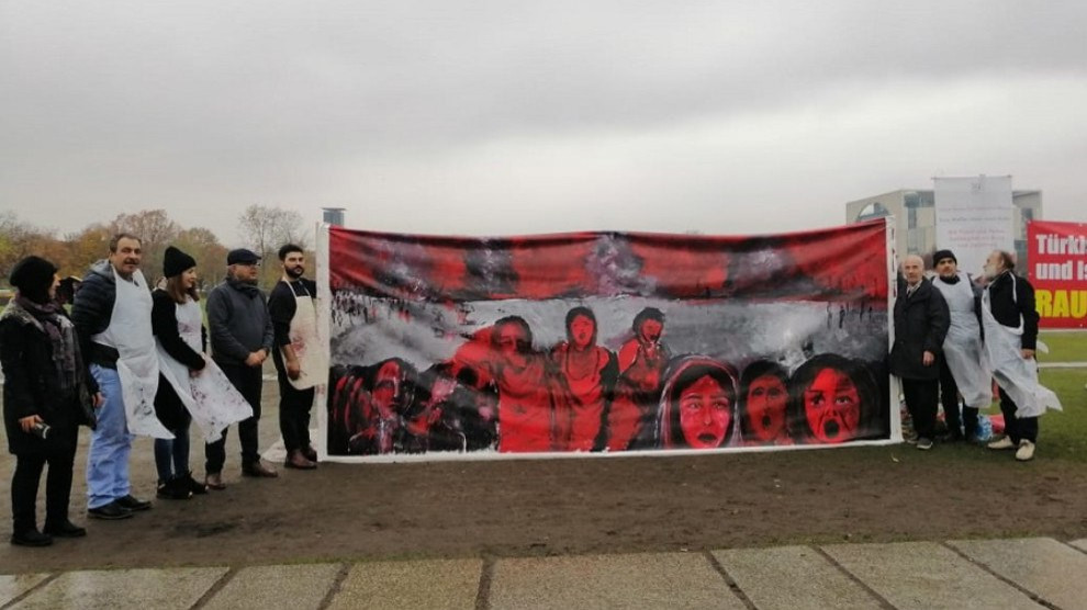ANF | Kurdish artists from Rojava protest in front of German parliament